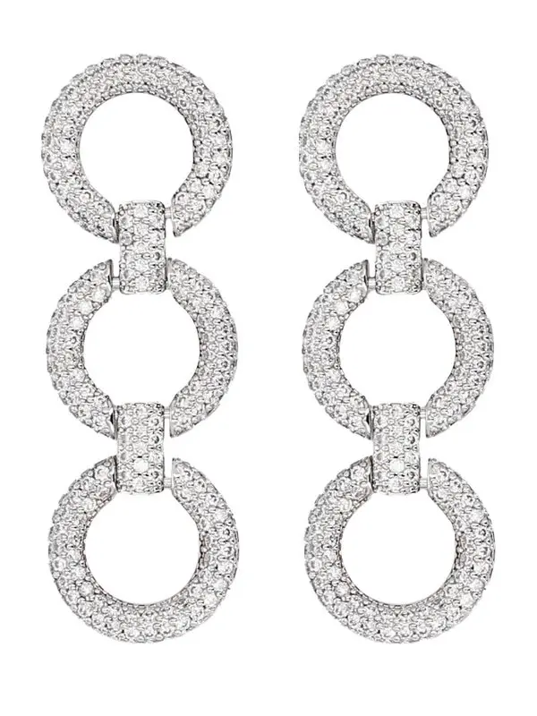 SELF-PORTRAIT Crystal Embellished Link Earrings - Silver