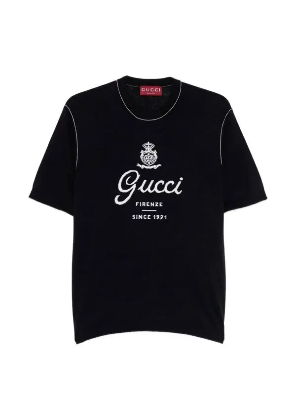 Gucci Short Sleeve Crew-neck Sweater In Silk