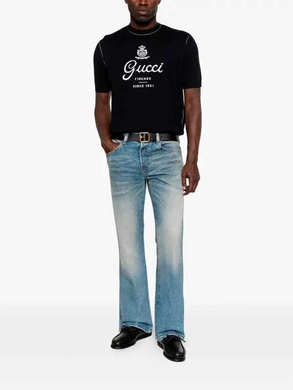 Gucci Short Sleeve Crew-neck Sweater In Silk