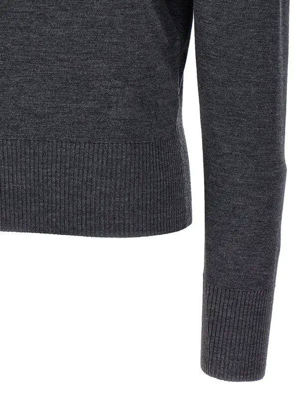 Burberry High Neck Ribbed Wool Sweater - Gray