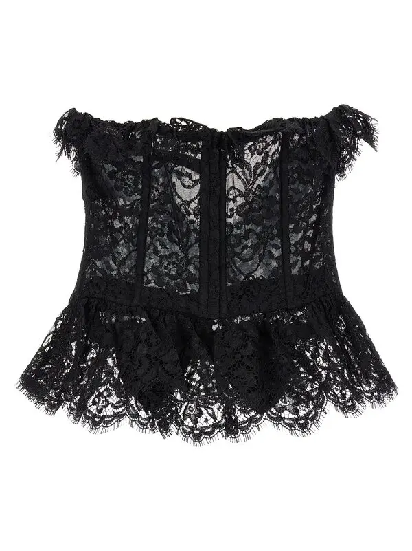 Alessandra Rich Lace Bustier Top With Bow Detail
