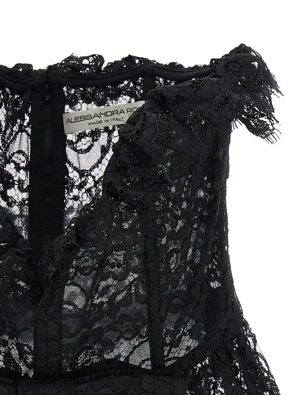 Alessandra Rich Lace Bustier Top With Bow Detail