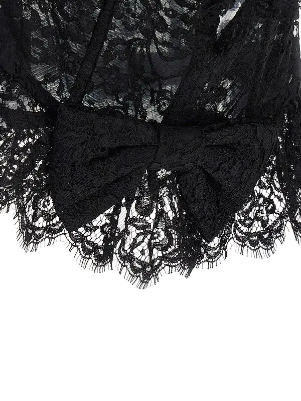 Alessandra Rich Lace Bustier Top With Bow Detail