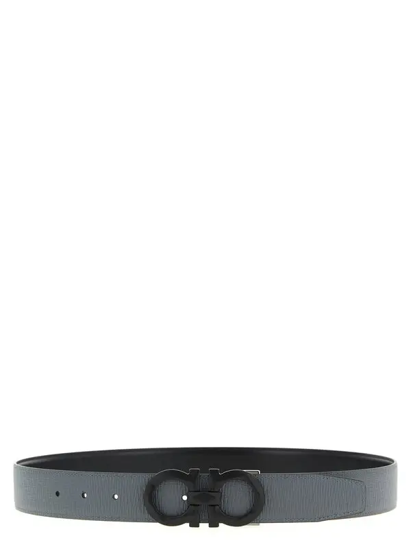 FERRAGAMO Gancini Reversible Belt - Gray