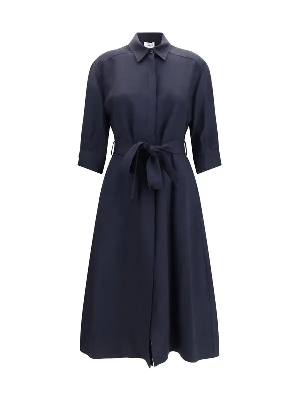 P.a.r.o.s.h Belted Shirt Dress With 3/4 Sleeves - Blue