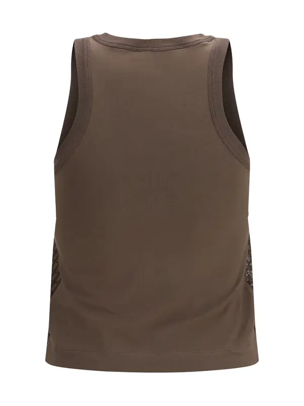 Brunello Cucinelli Cotton Top With Luminous Embroidery - Brown