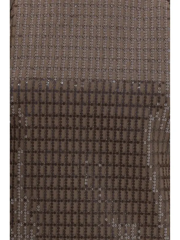Brunello Cucinelli Cotton Top With Luminous Embroidery - Brown