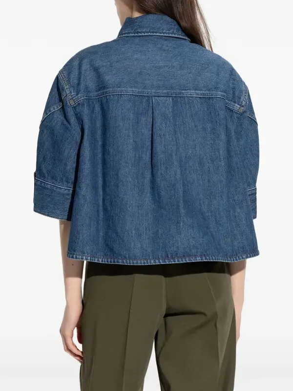 Givenchy Cropped Cocoon Shirt In Medium Denim - Blue
