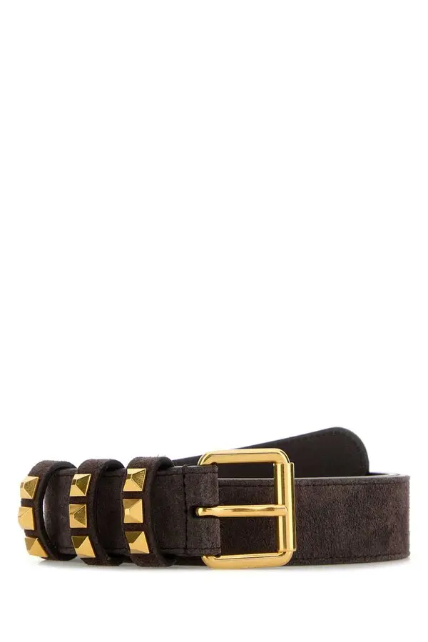 Valentino Garavani Suede Belt With Studs - Brown