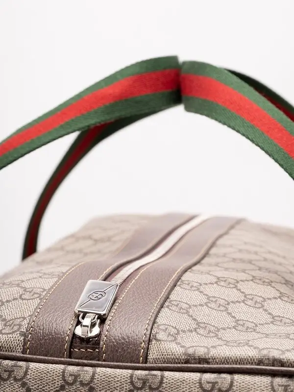 Gucci Gg Supreme Canvas Medium Duffle Bag With Web Stripe