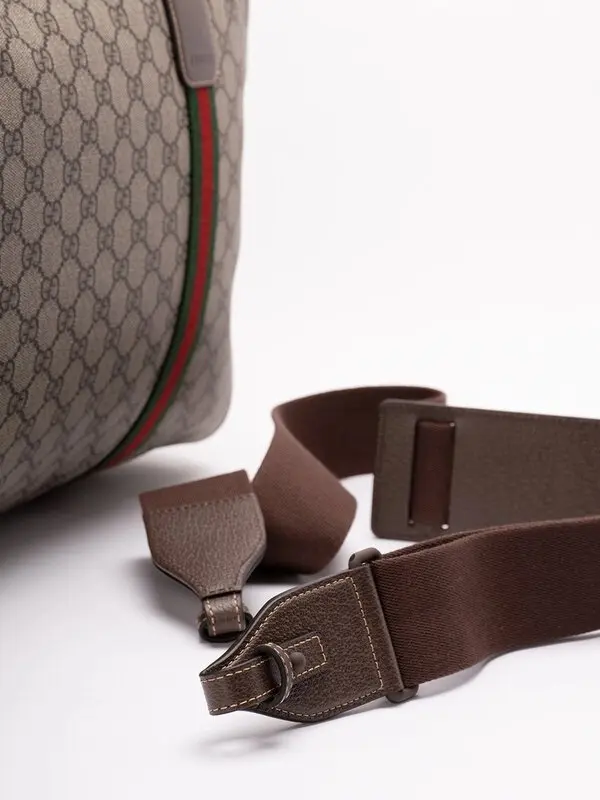 Gucci Gg Supreme Canvas Medium Duffle Bag With Web Stripe