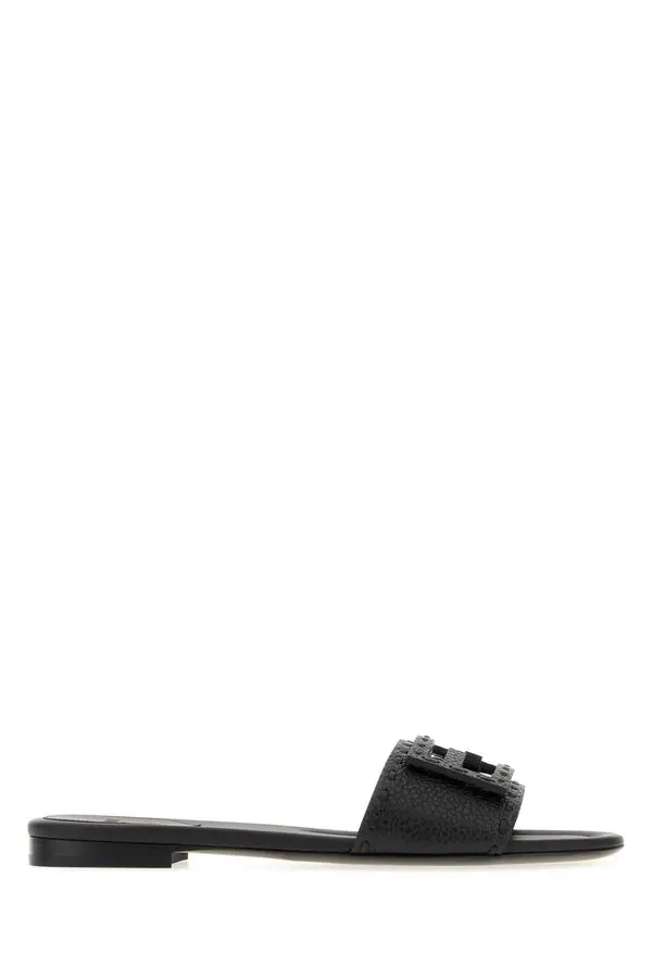 Fendi Slide Vit.bott+ff Vitel.c/infi Sandals - Black