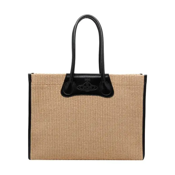 VIVIENNE WESTWOOD Raffia Effect Tote Bag - Cream