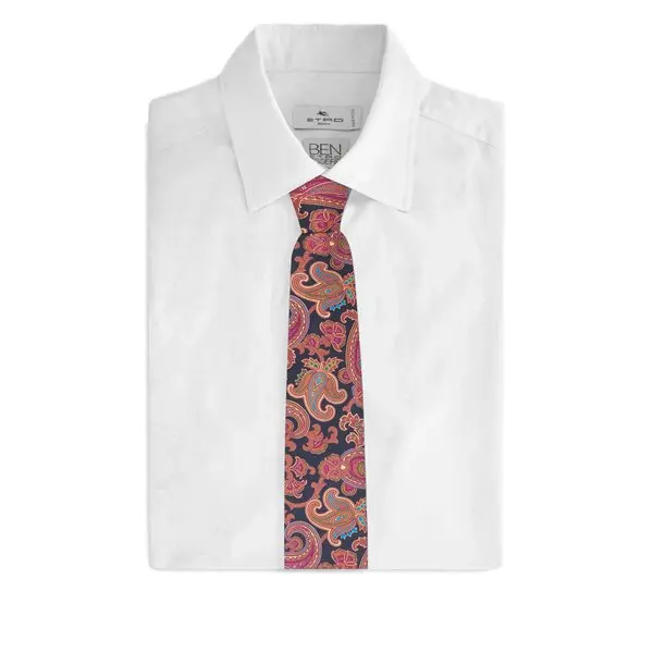 Etro Dark Paisley Motif Silk Neck Tie