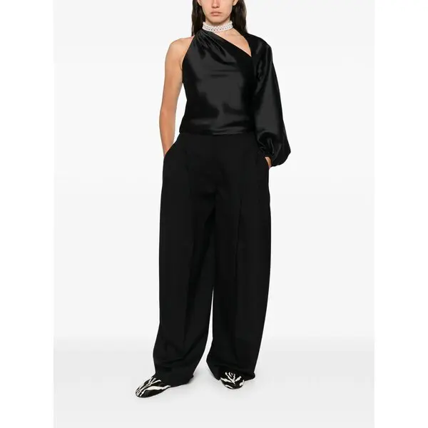 SELF-PORTRAIT One Shoulder Asymmetric Sleeve Blouse