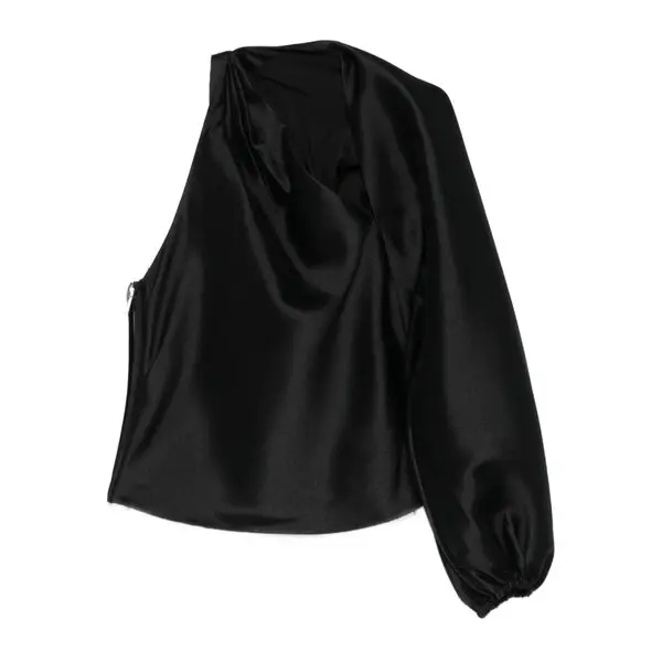 SELF-PORTRAIT One Shoulder Asymmetric Sleeve Blouse