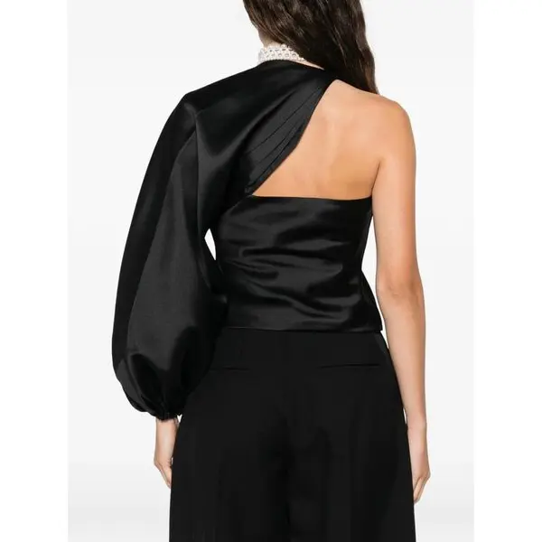 SELF-PORTRAIT One Shoulder Asymmetric Sleeve Blouse