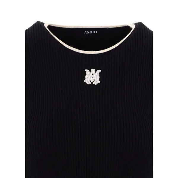 Amiri Long-sleeve Crew Neck Knit Mini Dress With Embroidered Logo