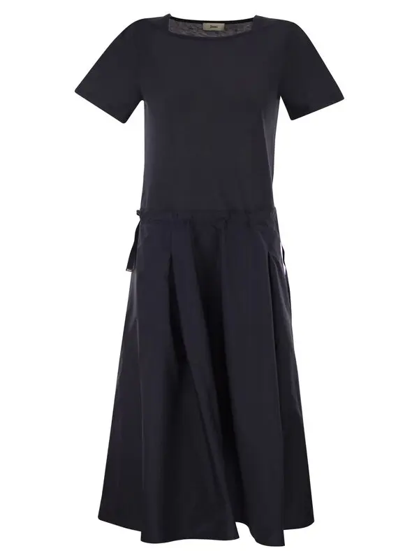 Herno Jersey And Poplin Combination Dress - Blue