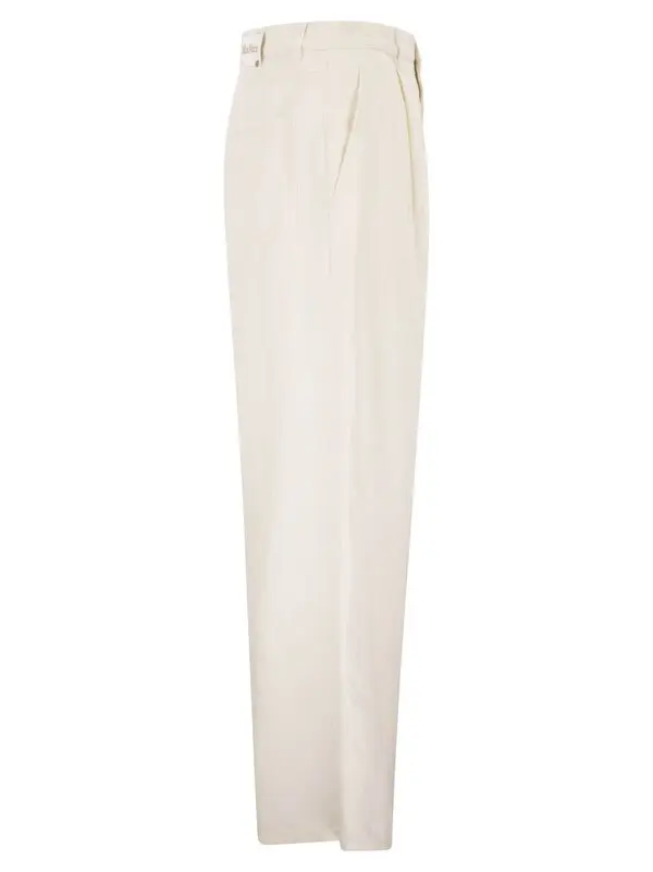 Max Mara Wide-leg Trousers In Cotton And Linen - White