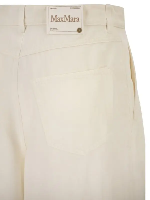 Max Mara Wide-leg Trousers In Cotton And Linen - White