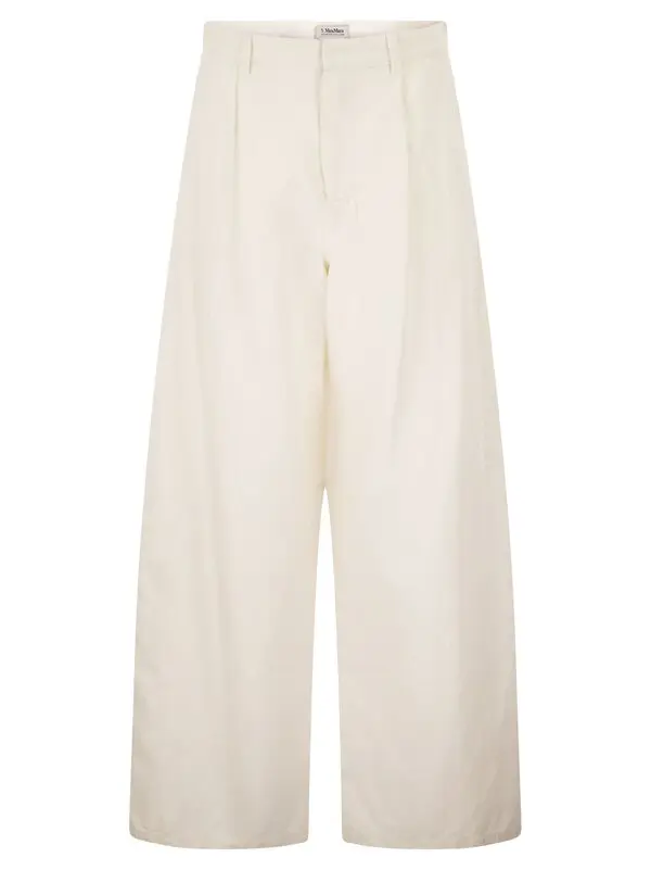 Max Mara Wide-leg Trousers In Cotton And Linen