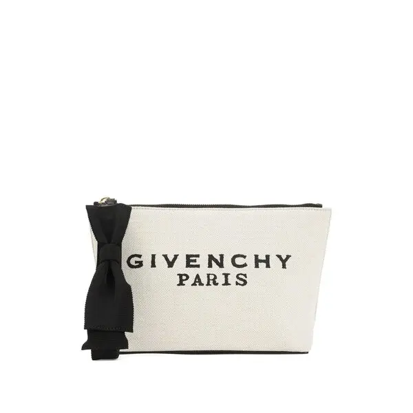 Givenchy Neutrals Makeup Bag With Bow Detail - Cream