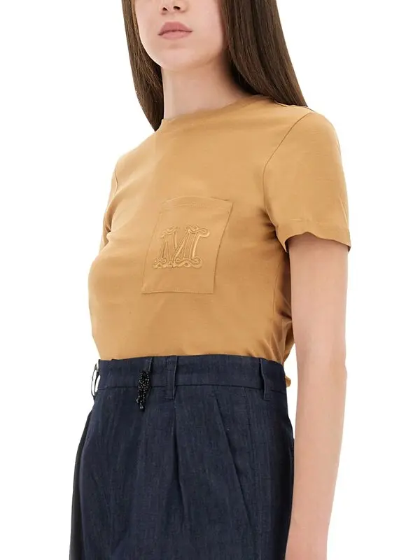 Max Mara Papaya T-shirt With Pocket Detail - Cream