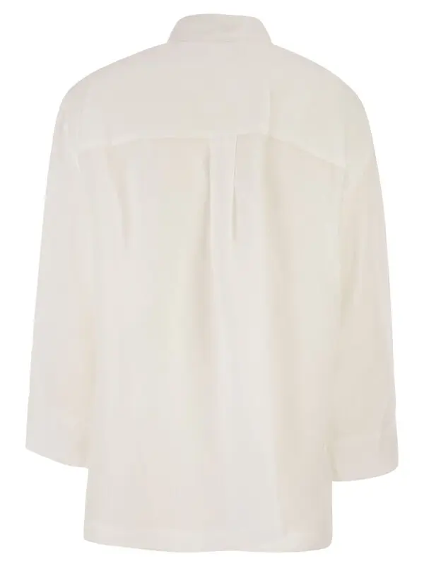 Max Mara S Washed Linen Mandarin Collar Shirt