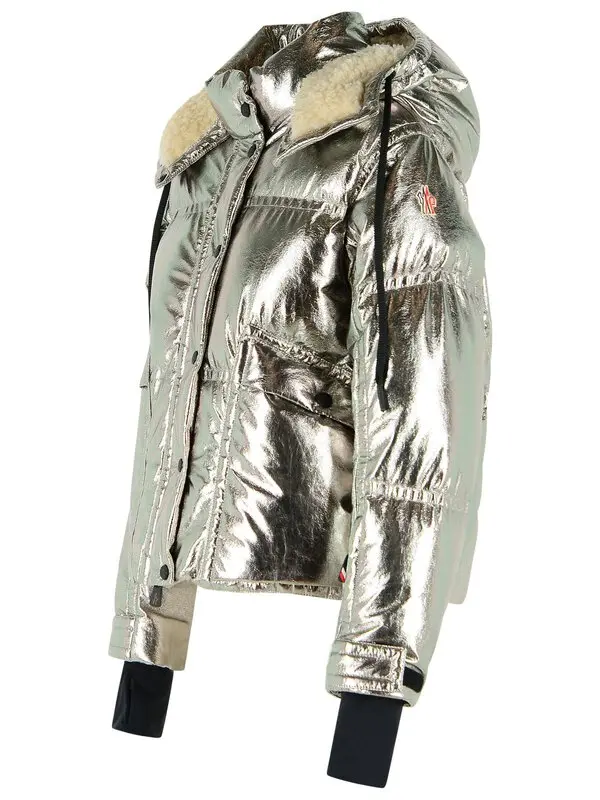 Moncler Celaque Metallic Puffer Jacket - Silver