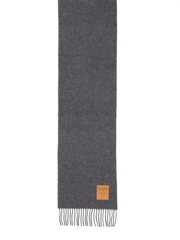 GANNI Wool Scarf - Gray
