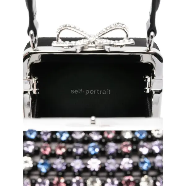 SELF-PORTRAIT Embellished Crystal Detail Tote Bag With Bow Accent