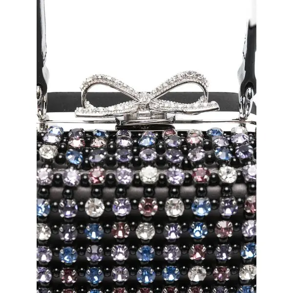 SELF-PORTRAIT Embellished Crystal Detail Tote Bag With Bow Accent