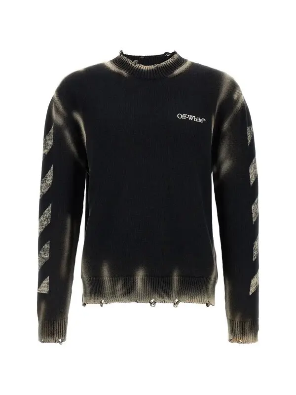 Off-White Diag Corrosion" Knit Crewneck Sweater - Multicolor