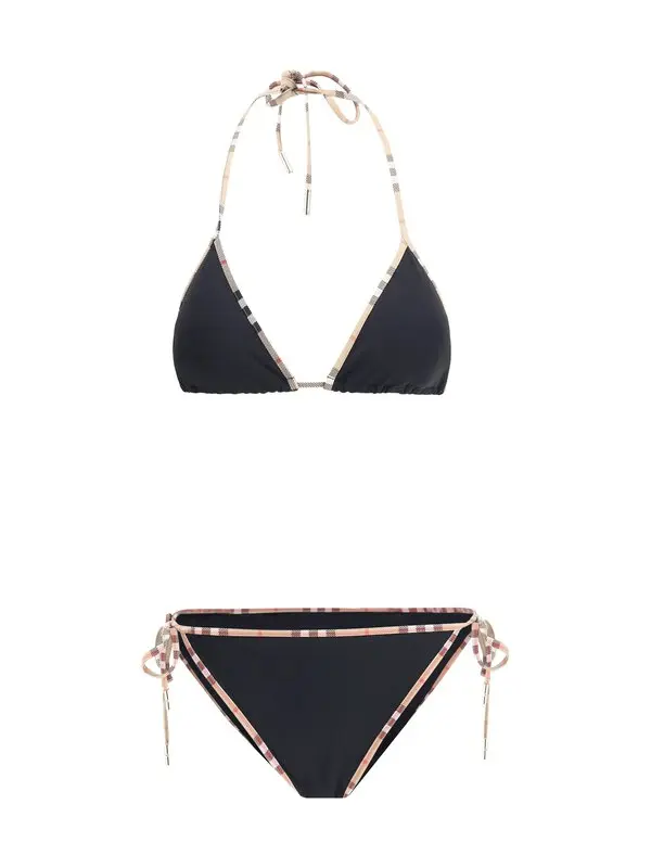 Burberry Bikini Set With Archive Check Trim - Black