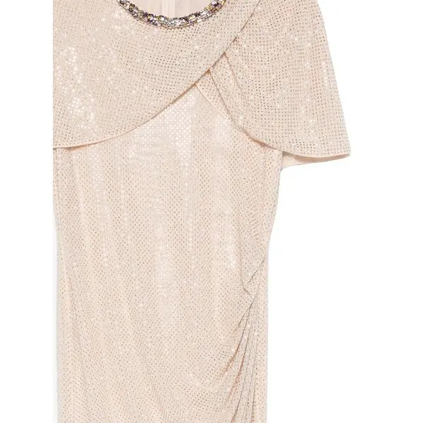 SELF-PORTRAIT Embellished Draped Evening Dress - Cream