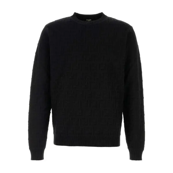 Fendi Cotton Ff Pattern Crew Neck Long Sleeve Sweater