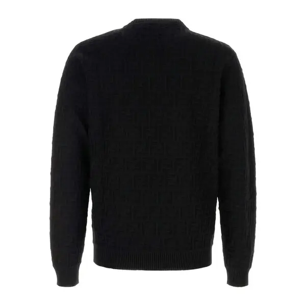 Fendi Cotton Ff Pattern Crew Neck Long Sleeve Sweater