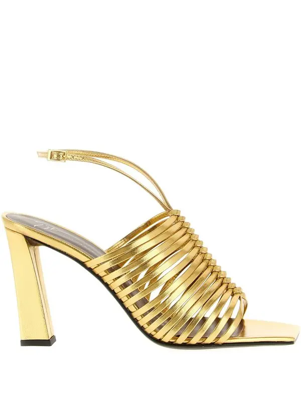 GIUSEPPE ZANOTTI Savoia Mules In Gold Laminated Leather - Multicolor
