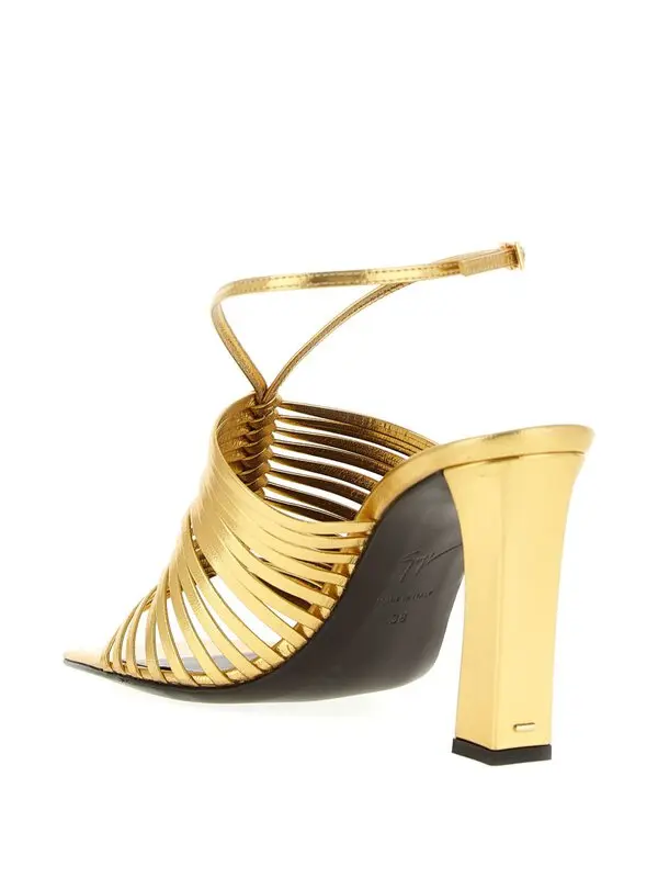 GIUSEPPE ZANOTTI Savoia Mules In Gold Laminated Leather - Multicolor