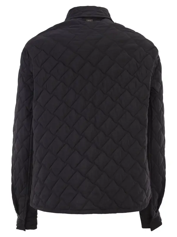 Herno Quilted Shirt Jacket With Logo Buttons - Black