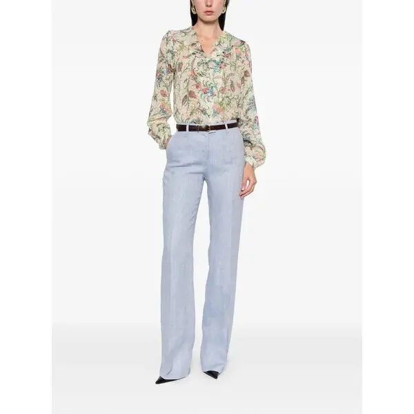 Etro Floral Print Silk Viscose Blouse - Cream