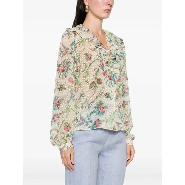 Etro Floral Print Silk Viscose Blouse - Cream