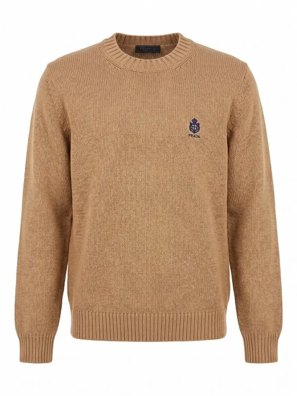 Prada Cotton Crewneck Sweater With Logo Detail