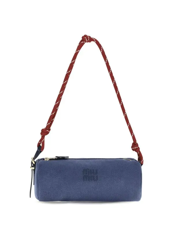 Miu Miu Embroidered Logo Shoulder Bag - Blue