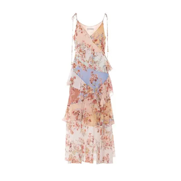 Zimmermann Sleeveless Floral Print Ruffled Dress