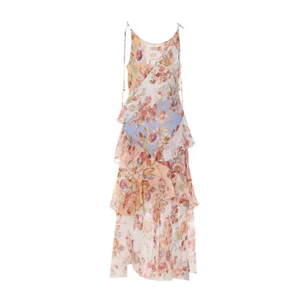 Zimmermann Sleeveless Floral Print Ruffled Dress