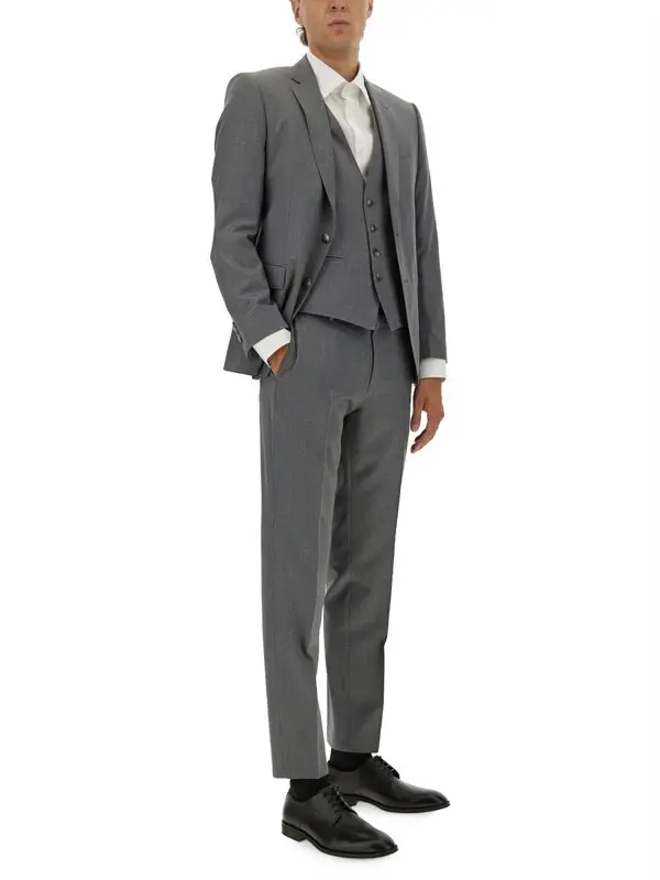 BOSS Slim Fit Vest In Virgin Wool - Gray