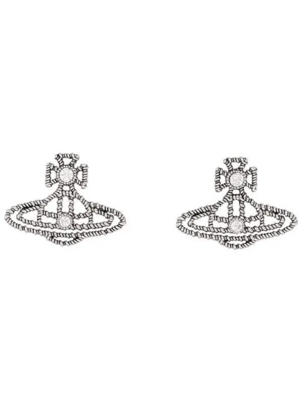 VIVIENNE WESTWOOD Corretta Brass Earrings With Crystal Embellishments - Silver