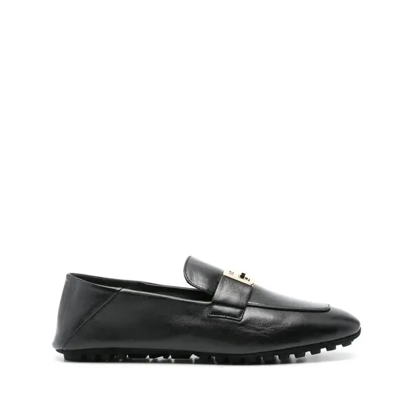 Fendi Calf Leather Ff-motif Loafers - Black